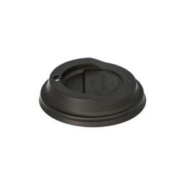 Papstar To-go Deckel C-PLA schwarz &Oslash; 9 cm, Trink&ouml;ffnung, EN 13432, bis 85 &deg;C, passend f&uuml;r 9‑cm Becher, 50er Pack