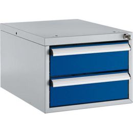 Sch&auml;fer Shop Sch&auml;fer Shop Pure Schubladenblock 411, f&uuml;r Arbeitstische AST31, links/rechts montierbar, 2 Sch&uuml;be, abschlie&szlig;bar, bis 50 kg, Stahl, wei&szlig;aluminium/enzianblau