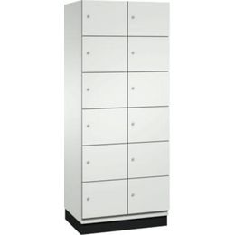 C+P Schlie&szlig;fachschrank Cambio, 2 Abteile, 12 F&auml;cher, mit Sockel, B 800 x T 525 x H 1980 mm, lichtgrau