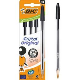 BIC Cristal Original Kugelschreiber Schwarz, 4er Box, 1,0 mm, mittlere Spitze