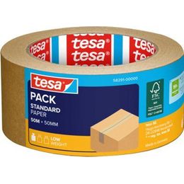 Tesa&reg; Packband Paper Standard ecoLogo, robust, 1 Rolle mit L 50 m x B 50 mm, FSC&reg;-Papier & Naturkautschuk, braun