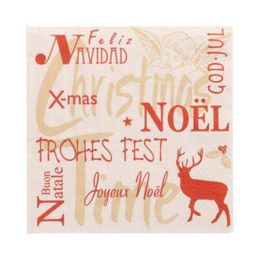 Servietten Papstar Christmas Time, 3-lagig, 1/4 Falz, B 330 x H 330 mm, FSC&reg;-Papier, beige-gold-rot, 20 St&uuml;ck