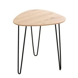 HAKU Beistelltisch, quadratisch, Stahl lackiert, Ablage MDF (melaminharzbeschichtet), B 400 x T 400 x H 430 mm, schwarz/Eiche hell