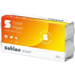 satino Toilettenpapier Smart, 3-lagig, mit Pr&auml;gung, L 27,5 m x B 94 mm, Recycling-Papier, hochwei&szlig;, 8 x 250 Blatt