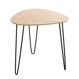 HAKU Beistelltisch, quadratisch, Stahl lackiert, Ablage MDF (melaminharzbeschichtet), B 480 x T 480 x H 480 mm, schwarz/Eiche hell