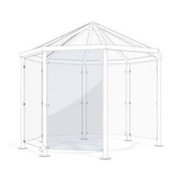 Seitenwand f&uuml;r Achteck-Raucherpavillon Paris