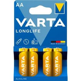 Batterie AA/Mignon Varta Longlife, hohe Lebens- & Lagerdauer, 1,5 V, 4 St&uuml;ck