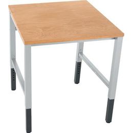 Sch&auml;fer Shop Sch&auml;fer Shop Pure Arbeitstisch AST31, manuell h&ouml;henverstellbar, Multiplex-Platte, 4-Fu&szlig;, bis 500 kg, B 750 x T 800 x H 805-1035 mm, wei&szlig;aluminium/Buche