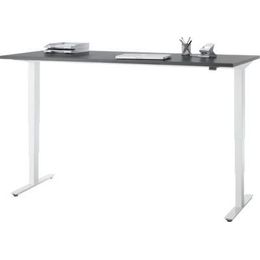 Schreibtisch, elektrisch h&ouml;henverstellbar, T-Fu&szlig; ohne Traverse, B 1600 x T 800 x H 605&ndash;1265 mm, graphit/wei&szlig;