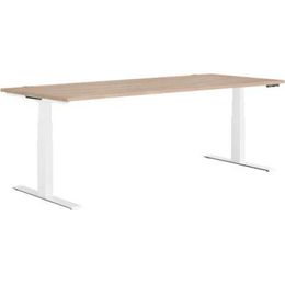 Sch&auml;fer Shop Sch&auml;fer Shop Genius Schreibtisch MODENA FLEX, elektrisch h&ouml;henverstellbar, Rechteck, T-Fu&szlig;, B 2000 x T 800 mm, Eiche/wei&szlig;