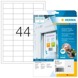 Folienetiketten Herma 4572, selbstklebend, wiederabl&ouml;sbar, wetterfest, bedruckbar, B 48,3 x H 25,4 mm, wei&szlig;, 880 St&uuml;ck/20 Blatt