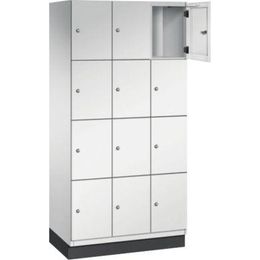C+P Schlie&szlig;fachschrank Cambio, 3 Abteile, 12 F&auml;cher, mit Sockel, B 900 x T 525 x H 1980 mm, lichtgrau