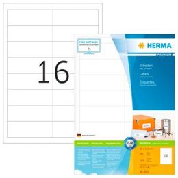 Universaletiketten Herma 4619, permanenthaftend, selbstklebend, bedruckbar, B 97 x H 33,8 mm, FSC&reg;-Papier, wei&szlig;, 3200 St&uuml;ck/200 Blatt