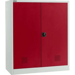 Sch&auml;fer Shop Sch&auml;fer Shop Select Umweltschrank, B 1200 x T 500 x H 1585 mm, 3 Wannen &agrave; 23 Liter, lichtgrau/rubinrot
