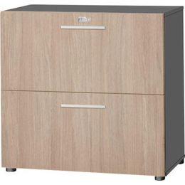 Sch&auml;fer Shop Sch&auml;fer Shop Select H&auml;ngeregistraturschrank SET UP, 2 HR-Sch&uuml;be, abschlie&szlig;bar, B 800 x T 420 x H 788 mm, graphit/eiche