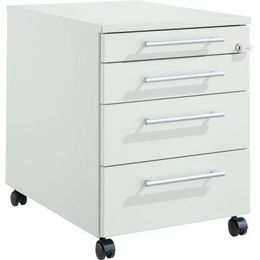 Sch&auml;fer Shop Sch&auml;fer Shop Pure Rollcontainer 1233, Utensilienauszug + 3 Schubladen, abschlie&szlig;bar, eckige Metallgriffe, B 434 x T 600 x H 570 mm, lichtgrau/lichtgrau