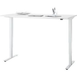 Schreibtisch, elektrisch h&ouml;henverstellbar, T-Fu&szlig; ohne Traverse, B 1600 x T 800 x H 605&ndash;1265 mm, wei&szlig;/wei&szlig;