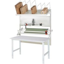 Rau Packtischsystem 05 Arbeitstisch-Serie Tom, B 1500 x T 1000 x H 760-1080 mm, Melamin-Platte, bis 500 kg