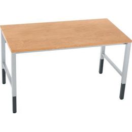 Sch&auml;fer Shop Sch&auml;fer Shop Pure Arbeitstisch AST31, manuell h&ouml;henverstellbar, Multiplex-Platte, 4-Fu&szlig;, bis 500 kg, B 1500 x T 800 x H 805-1035 mm, wei&szlig;aluminium/Buche