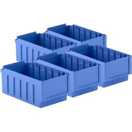 Sch&auml;fer Shop Regalkasten SSI Sch&auml;fer RK 321, 6 F&auml;cher, Etikettenhalter, L 290 x B 162 x H 115 mm, Polystyrol, blau, 5 St&uuml;ck