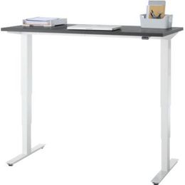 Schreibtisch, elektrisch h&ouml;henverstellbar, T-Fu&szlig; ohne Traverse, B 1300 x T 650 x H 605&ndash;1265 mm, graphit/wei&szlig;