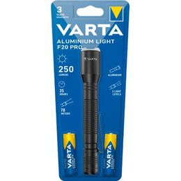 LED-Taschenlampe Varta Aluminium Light F20 Pro, 250 lm, 70 m Reichweite, bis 35 h, inkl. 2 Batterien, ⌀ 42 x H 167 mm, eloxiertes Aluminium, schwarz