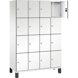 C+P Schlie&szlig;fachschrank Cambio, 4 Abteile, 16 F&auml;cher, auf F&uuml;&szlig;en, B 1200 x T 525 x H 1980 mm, verkehrswei&szlig;/wei&szlig;
