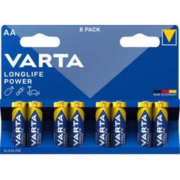 Varta Batterien Longlife Power, Spannung 1,5 V, besonders langlebig, Mignon AA, 8 St&uuml;ck