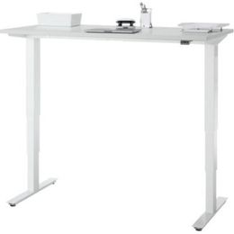 Schreibtisch, elektrisch h&ouml;henverstellbar, T-Fu&szlig; ohne Traverse, B 1300 x T 650 x H 605&ndash;1265 mm, lichtgrau/wei&szlig;