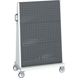Bott mobiles Lochplatten-System Perfo Rack Plus, 6 Lochplatten, Bodenwanne, Schiebegriff, B 1000 x T 650 x H 1600 mm, Stahl, lichtgrau RAL 7035/anthrazitgrau RAL 7016