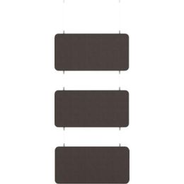 3-Fach-Baffel, h&auml;ngend, f&uuml;r Deckenmontage, 3 Elemente, Absorberklasse A, B 1000 x H 500 mm, Akustikvlies, Gesamth&ouml;he: 2100 mm, dunkelgrau
