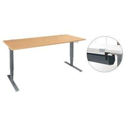 Sch&auml;fer Shop Sch&auml;fer Shop Genius Schreibtisch Aero Flex, elektrisch h&ouml;henverstellbar, B 1600 x T 800 x H 620-1280 mm, Buche/anthrazit + Kabelkanal