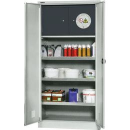 Sch&auml;fer Shop Sch&auml;fer Shop Select Gefahrstoffschrank, B 950 x T 500 x H 1935 mm, 3 Wannen, Sicherheitsfach Typ 30, lichtgrau