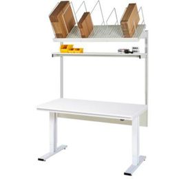 Rau Packtischsystem 01 Werktisch-Serie adlatus 300, B 1500 x T 800 x H 720-1120 mm, Melamin-Platte, bis 300 kg