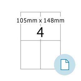 Blattetiketten Herma 8404, permanenthaftend, bedruckbar, B 105 x H 148 mm, Papier, wei&szlig;, 2000 St&uuml;ck/500 Blatt