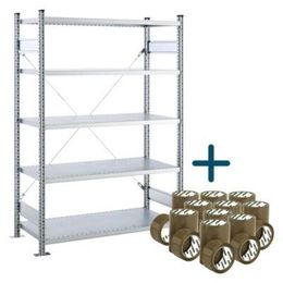 Sch&auml;fer Shop Komplettangebot SSI Sch&auml;fer Steckboden-Fachregal VSR3000, Grundregal, 5 B&ouml;den, B 1282 x T 400 x H 1910 mm + gratis 36 Rollen Sch&auml;fer Shop Select Packband