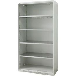 Sch&auml;fer Shop Sch&auml;fer Shop Genius Regalschrank FS, Stahl, mit Bel&uuml;ftungsl&ouml;chern, B 1055 x T 520 x H 1950 mm, 5 OH, Lichtgrau, bis 500 kg