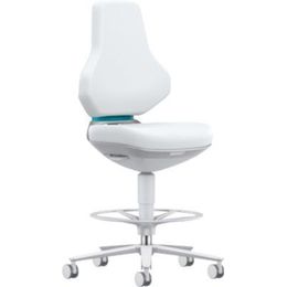 bimos Hightech- und Reinraumdrehstuhl Texon 4, Skintec offwhite, Sitz-Stopp-Rollen u. Fu&szlig;ring