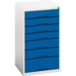 Schubladenschrank Bott verso, 7 Sch&uuml;be, abschlie&szlig;bar, bis 1000 kg, B 525 x T 550 x H 900 mm, Stahlblech, lichtgrau/enzianblau