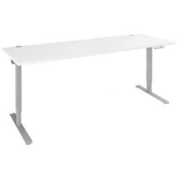 Sch&auml;fer Shop Sch&auml;fer Shop Genius Schreibtisch AERO FLEX, elektrisch h&ouml;henverstellbar, Rechteck, T-Fu&szlig;, B 2000 x T 800 x H 620-1280 mm, wei&szlig;/wei&szlig;alu