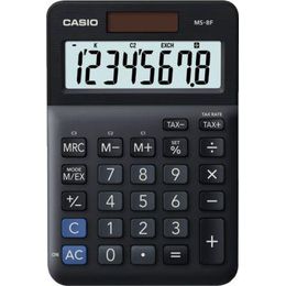 Casio Tischrechner MS-8F, 8 Stellen, LC-Display, Steuerberechnung, Gewinnermittlung, Batterie-/Solarbetrieb, B 101 x H 148,5 mm, schwarz