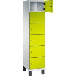 C+P Schlie&szlig;fachschrank Cambio, 1 Abteil, 6 F&auml;cher, auf F&uuml;&szlig;en, B 400 x T 525 x H 1980 mm, lichtgrau/clowngr&uuml;n