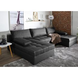 Wohnlandschaft Collection AB "Josy U-Form, B: 307 cm", grau (anthrazit), B:307cm H:41cm T:161cm, 100%Polyester, Sofas, Wohnlandschaft, mit Bettfunktion & Bettkasten, Federkern