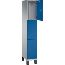 C+P Schlie&szlig;fachschrank Cambio, 1 Abteil, 3 F&auml;cher, auf F&uuml;&szlig;en, B 300 x T 525 x H 1980 mm, wei&szlig;aluminium/enzianblau