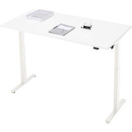 Schreibtisch, elektrisch h&ouml;henverstellbar, Rechteck, T-Fu&szlig;, B 1600 x T 800 x H 720-1200 mm, wei&szlig;/wei&szlig;