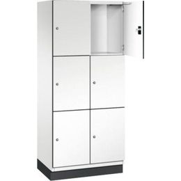C+P Schlie&szlig;fachschrank Cambio, 2 Abteile, 6 F&auml;cher, mit Sockel, B 800 x T 525 x H 1980 mm, verkehrswei&szlig;/wei&szlig;