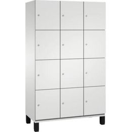 C+P Schlie&szlig;fachschrank Cambio, 3 Abteile, 12 F&auml;cher, auf F&uuml;&szlig;en, B 1200 x T 525 x H 1980 mm, lichtgrau