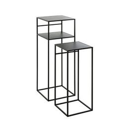 HAKU Beistelltisch-Set, 2er, quadratisch, B 260/300 x T 260/300 x H 630/850 mm, Stahlrohr/Metall pulverbeschichtet, schwarz
