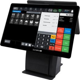 Registrierkasse Olympia T215DK, Android 11, 50 Nutzer, 10&Prime; Display, USB-A/LAN/Kassenladen-Port, Thermodruck, ohne Schublade, schwarz