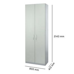 Sch&auml;fer Shop Sch&auml;fer Shop Genius Fl&uuml;gelt&uuml;renschrank TETRIS SOLID, Stahlkorpus, 5 OH, B 800 mm, abschlie&szlig;bar, lichtgrau/wei&szlig;alu
